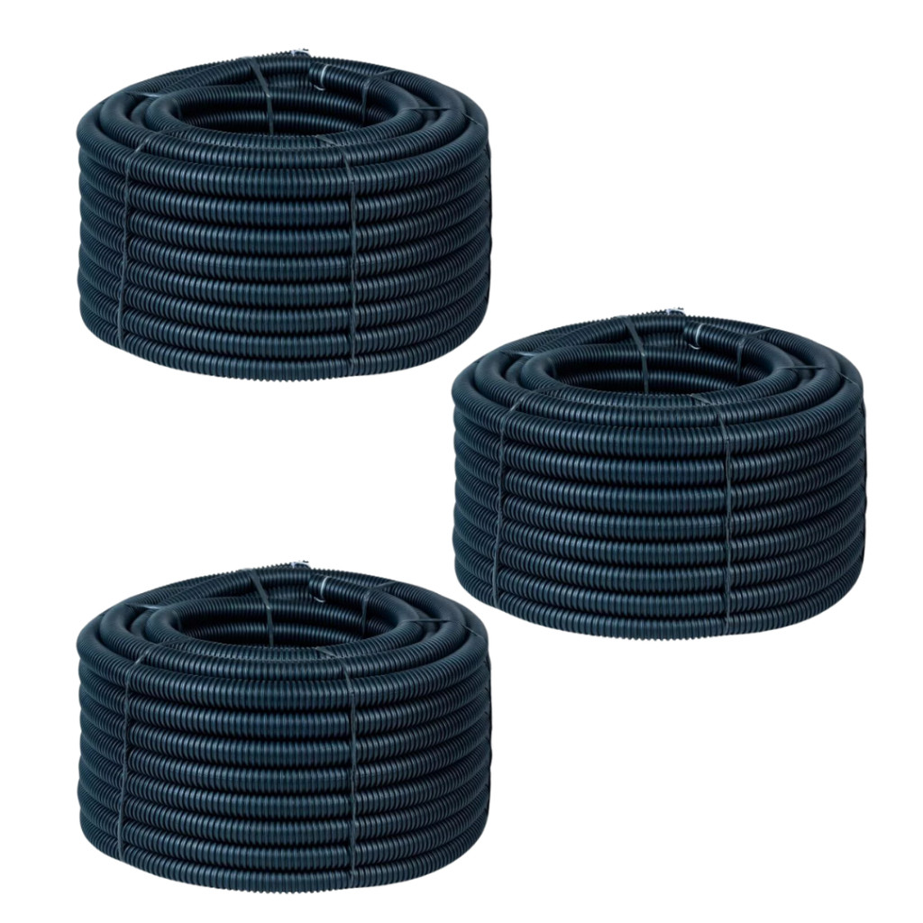 Kit 3 Unidades de Conduite Reforçado Preto 3/4x150metros Parede e Laje ...