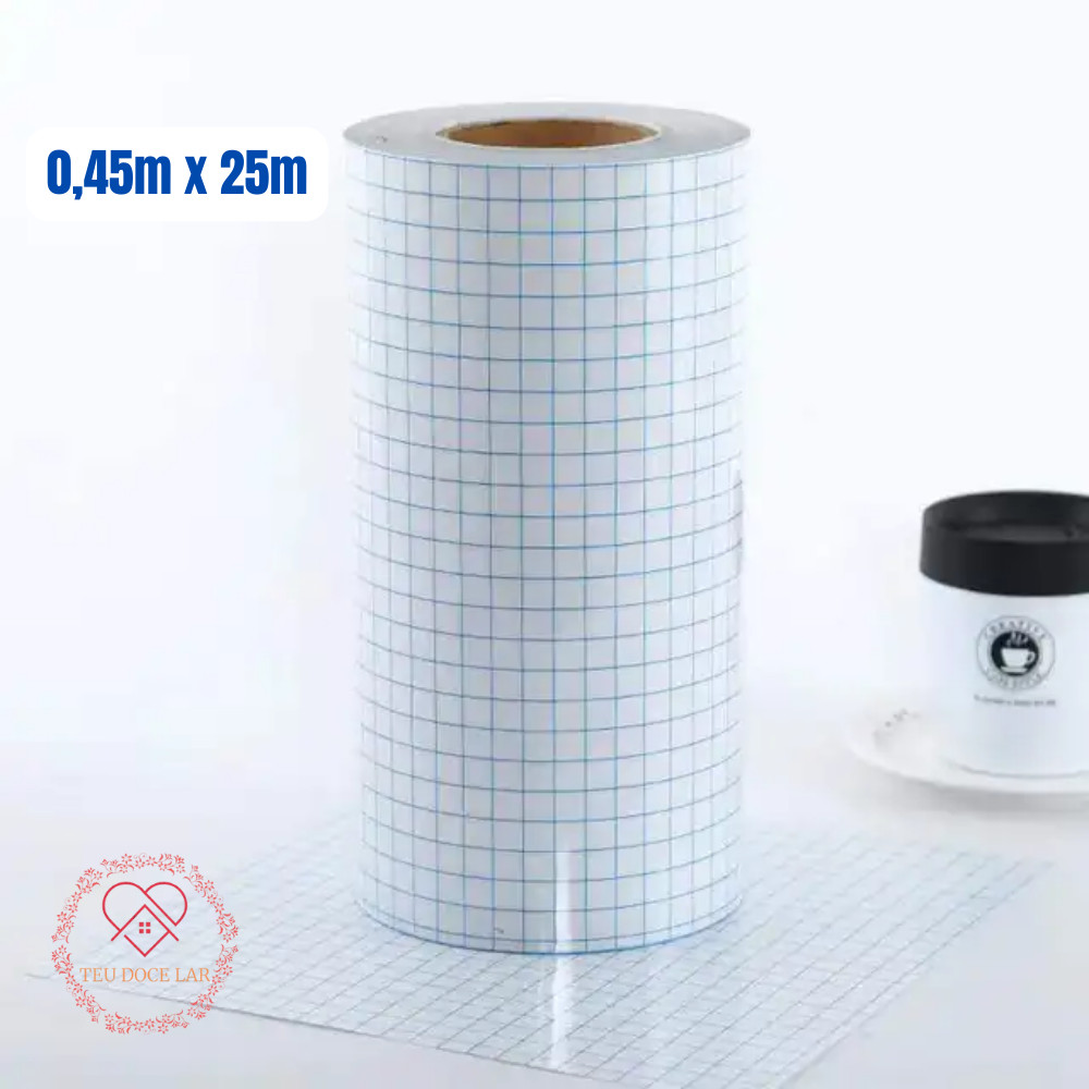Papel Adesivo Contact Transparente Cristal 60 micras 45cm X 25m PVC ...