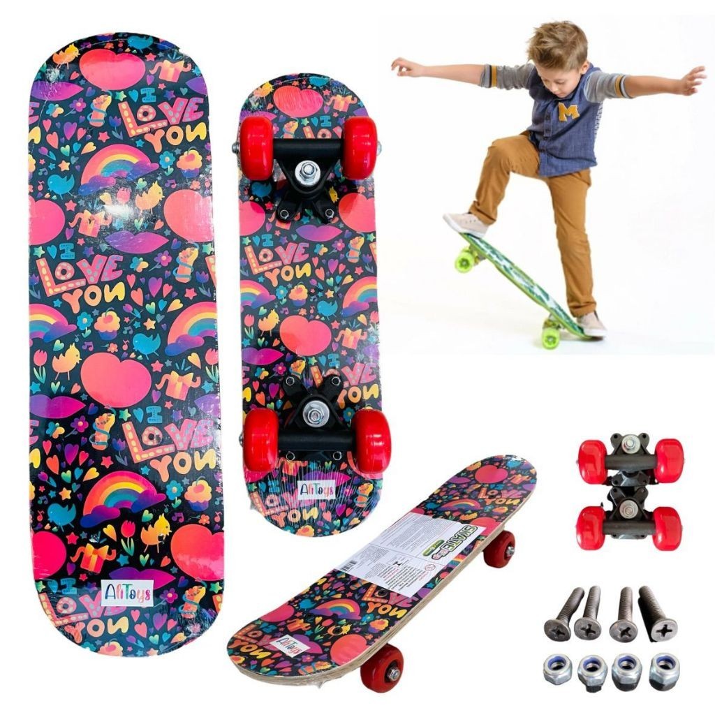 Skate Infantil Semi Profissional Shape Madeira Estampado Sem Lixa 30Kg ...