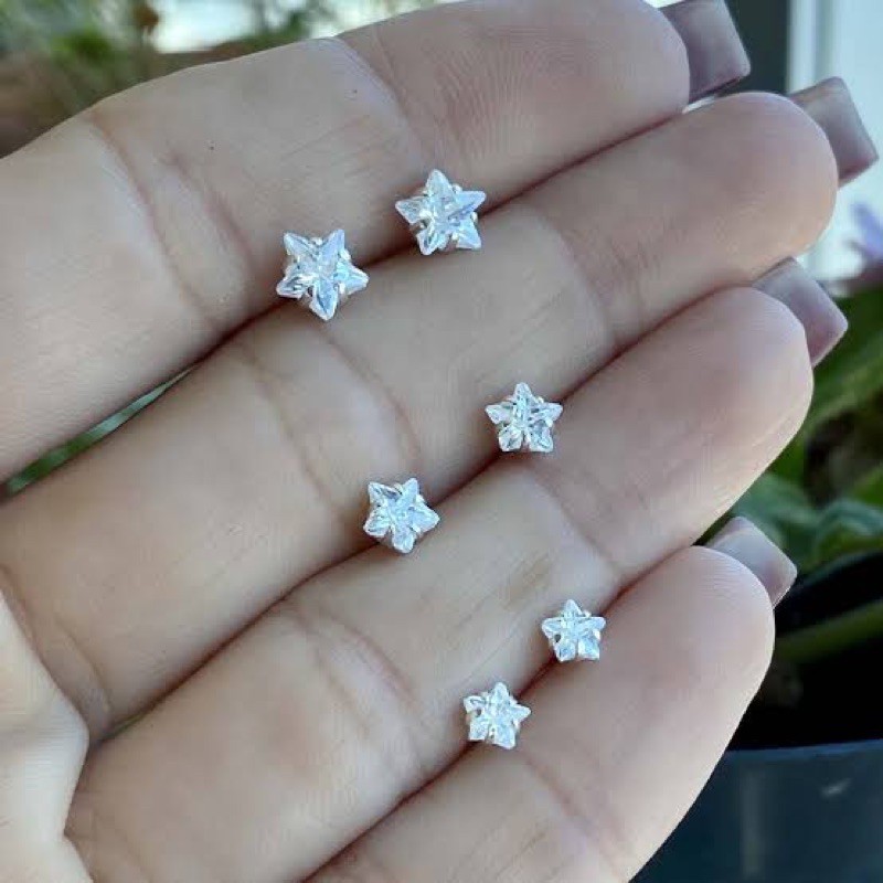 KIT Trio estrela prata 925 zirconia - 3mm / 4mm / 5mm | Shopee Brasil