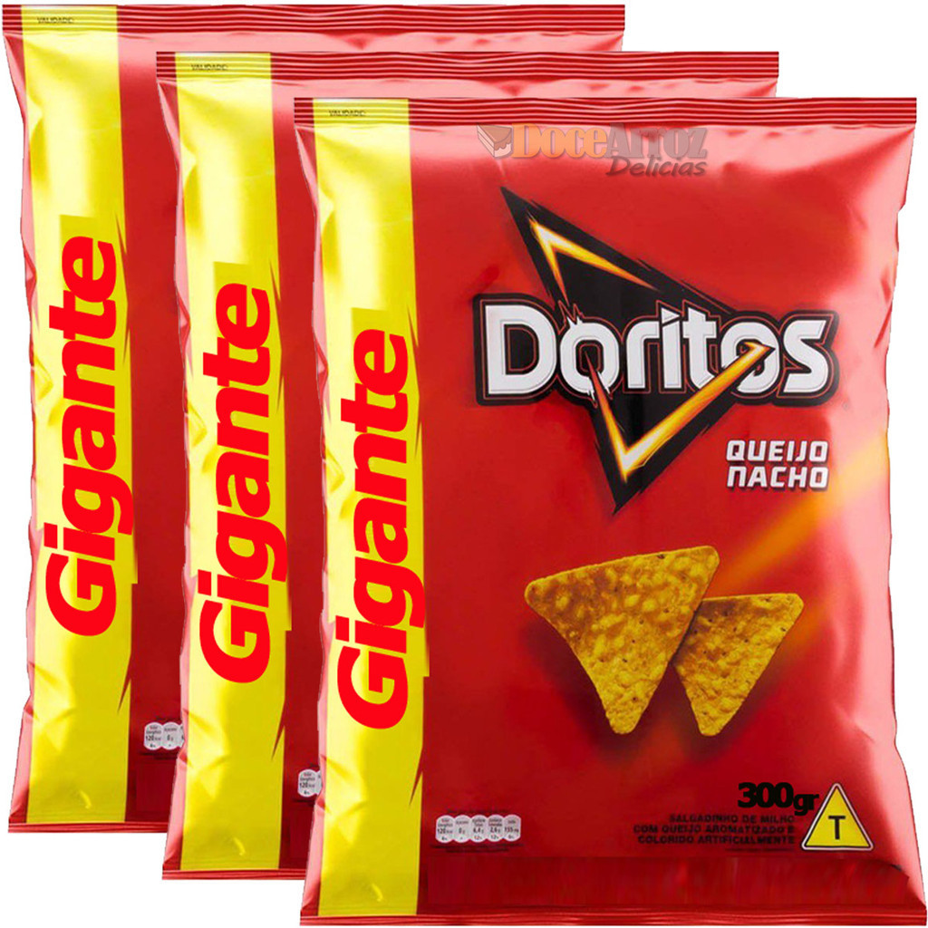 Doritos Gigante 3 Pacotes Gigantes com 300g Cada Totalizando 900g do ...