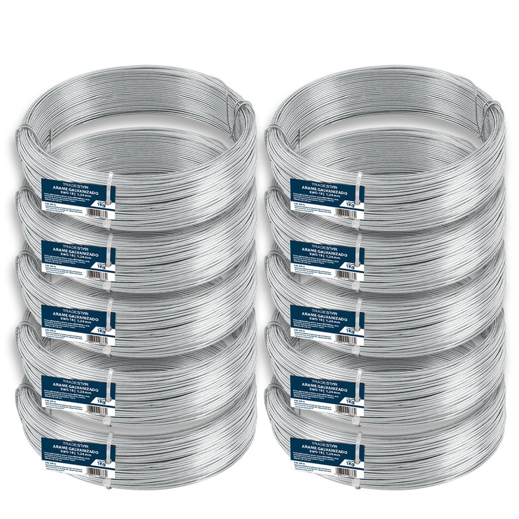 Kit c/ 10 Arame Galvanizado Nº18 Bwg 18 Fio 1,24mm Liso 1kg | Shopee Brasil