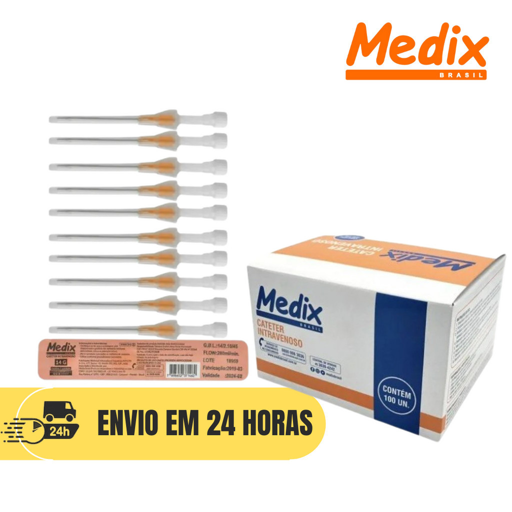 Cateter Intravenoso 14G Laranja Body Piercing MEDIX | Shopee Brasil