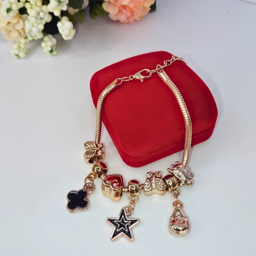 Pulseira Pandora Dourada berloque vivara presente mulher | Shopee Brasil