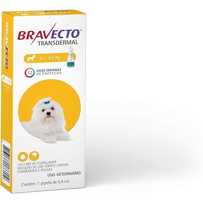 BRAVECTO TRANSDERMAL CAES MSD 2 - 4,5 KG | Shopee Brasil