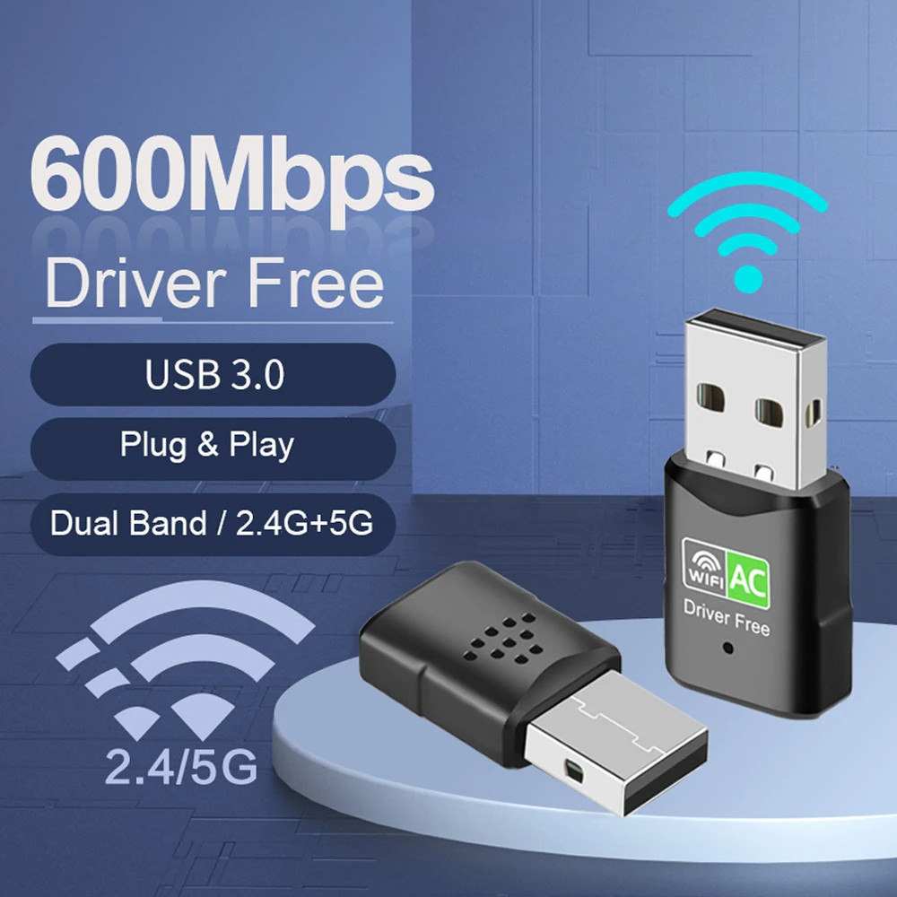 Adaptador WiFi 600Mbps Mini USB 3.0 Placa De Rede Sem Fio Driver Dual Band 2.4/5GHz Para ...