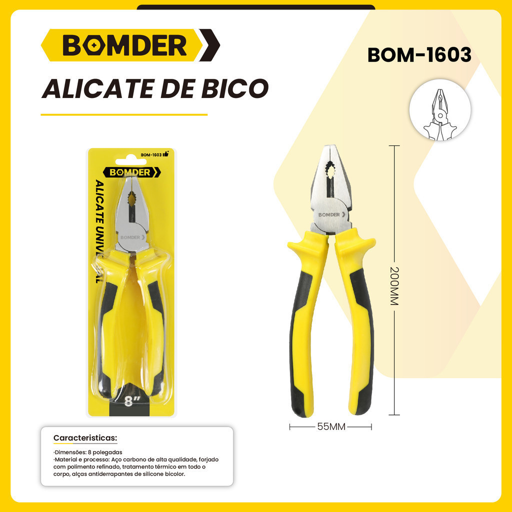 Alicate Universal 8 polegada Eletricista Cabo Emborrachado | Shopee Brasil