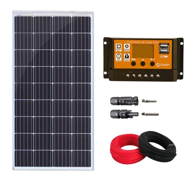 Kit Painel Solar 150w/155w Com Controlador 30A Sun21 | Shopee Brasil