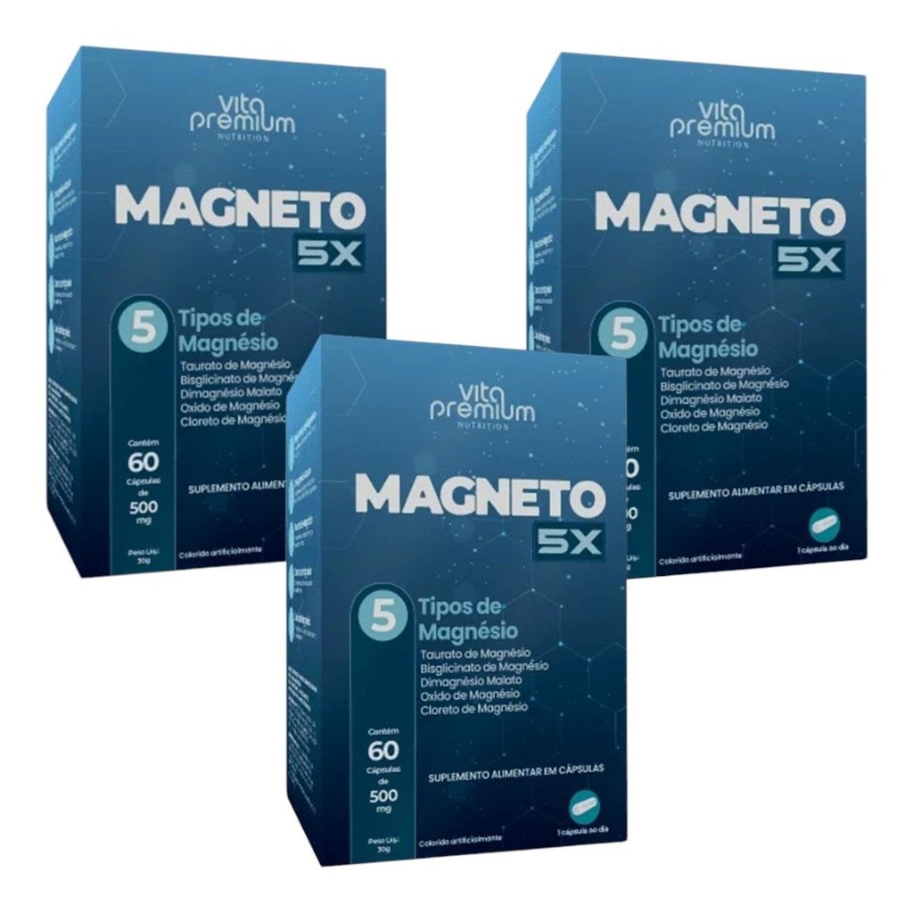 Kit Magneto 5X Vita Premium C/ 3 Caixas De 60 Cápsulas Cada | Shopee Brasil