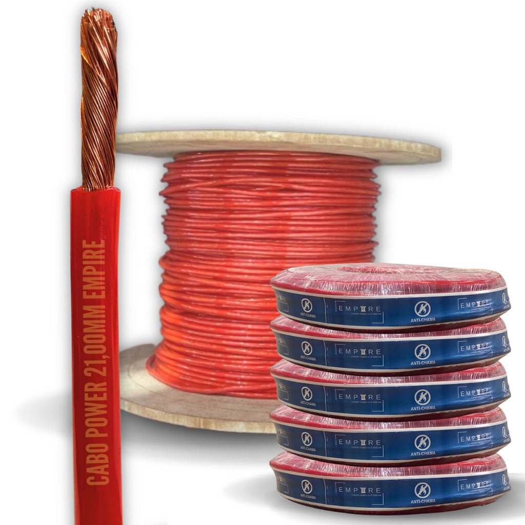 Cabo Fio Power Automotivo Som Bateria 21,00MM ALU 5 metros | Shopee Brasil