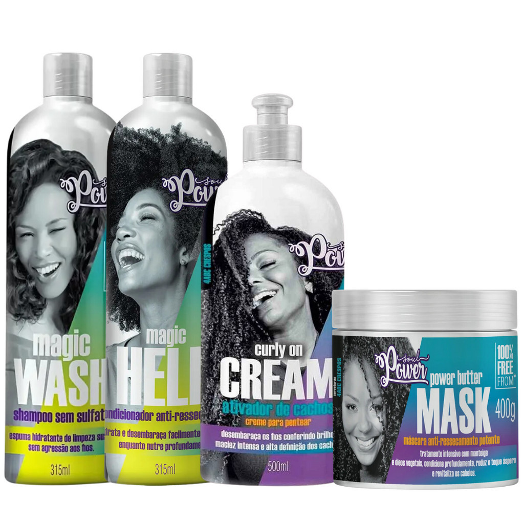Kit Soul Power Shampoo Condicionador Mascara E Creme Pentear Ativador ...