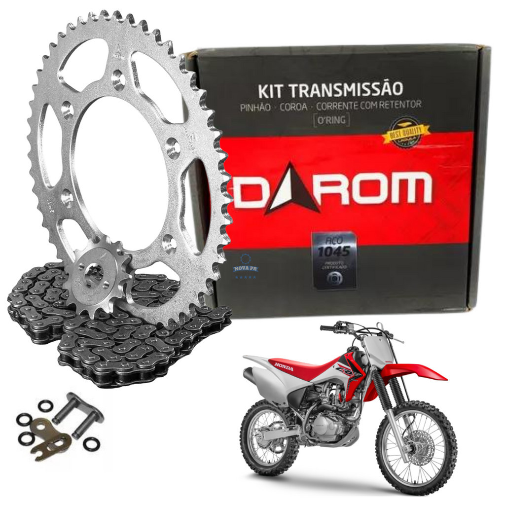 KIT RELAÇÃO CRF 230 TODOS OS ANOS COM RETENTOR DAROM AÇO 1045 TRILHA ...