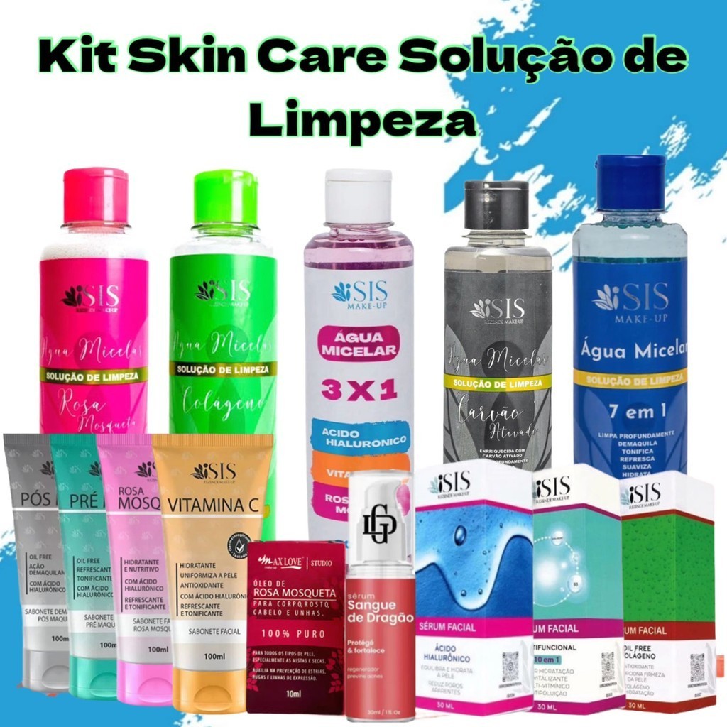Kit Skin Care Cuidados Facial Solução de Limpeza Rotina Completa Isis ...
