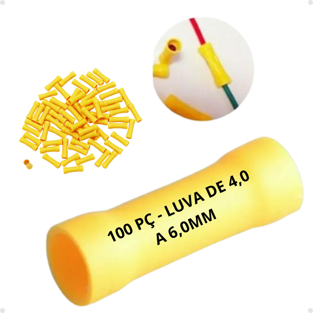 Terminal Derivação Luva Emenda União 4,0 A 6,0 MM - 100 PEÇAS | Shopee ...