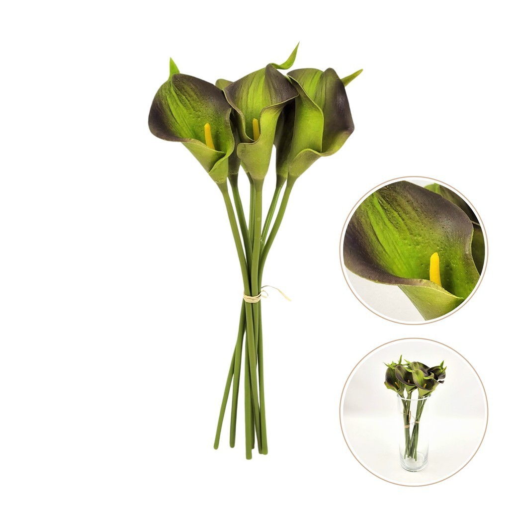 Calla Verde Ramalhete 35cm 6 Flores Copo De Leite | Shopee Brasil