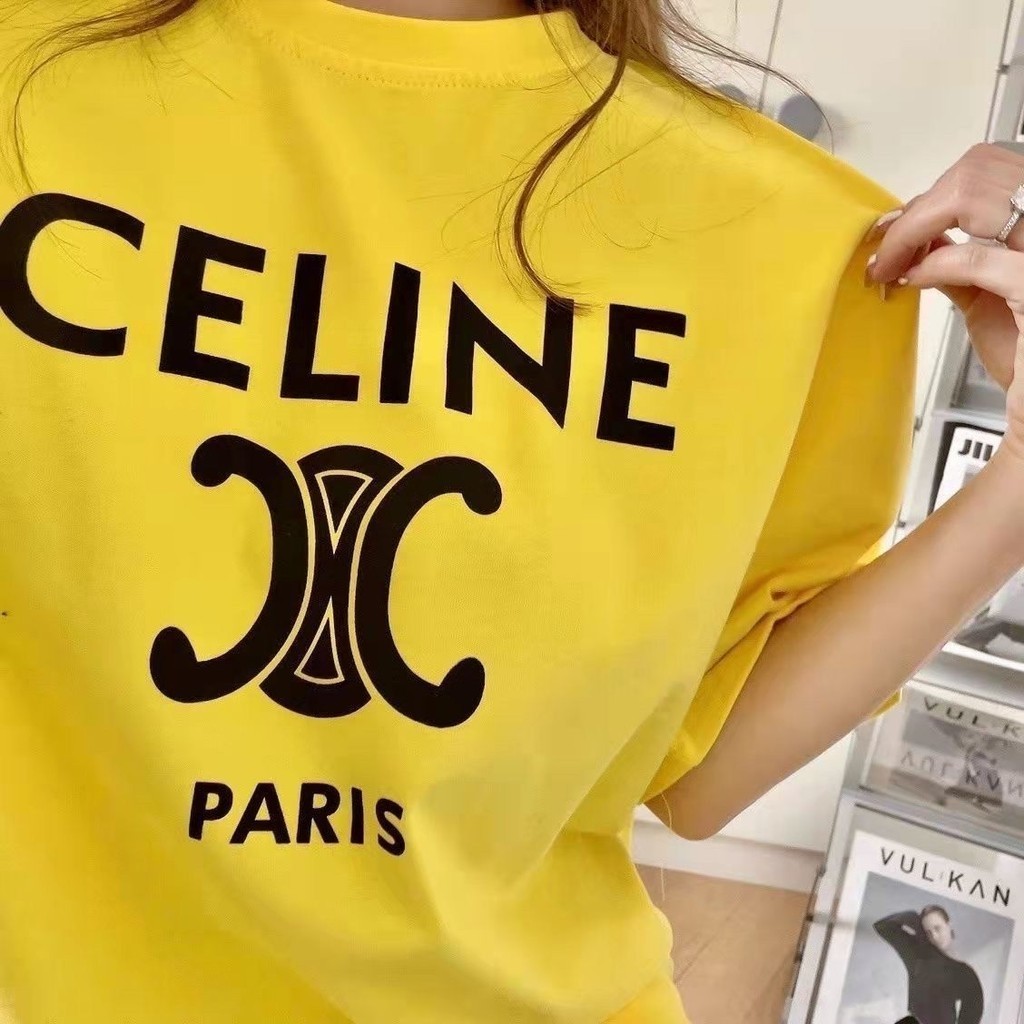 New_ Celine 24 Primavera E Verão Novo Estilo Camiseta De Manga Curta ...