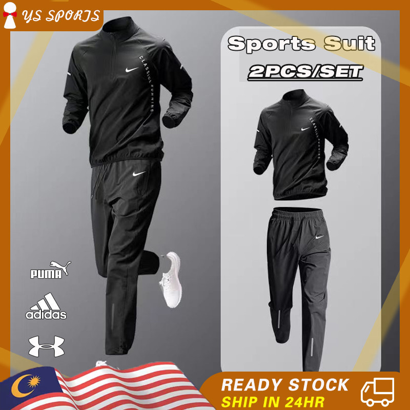 2PCS/Set Terno Esportivo Plus Size Masculino De Corrida Com Gola Média ...