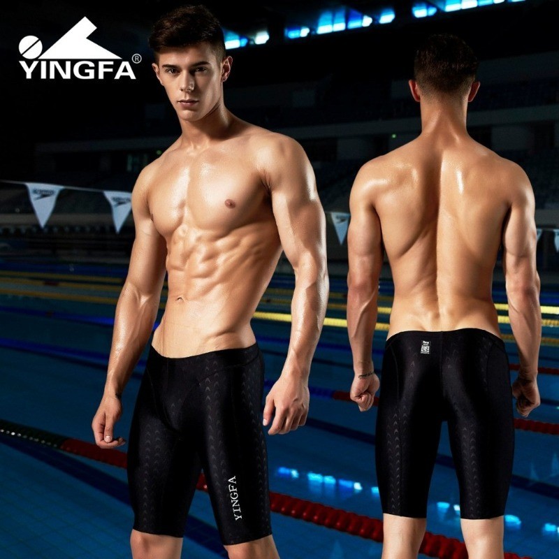 YINGFA Masculino Na Altura Do Joelho Natação Jammer Pele De Tubarão ...