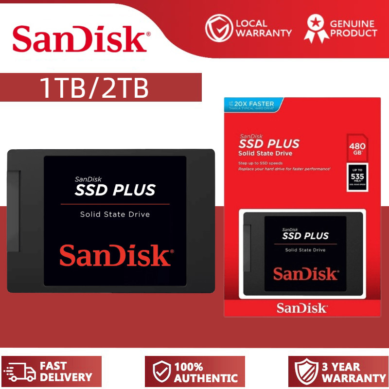 Unidade De Estado Sólido Interna Sandisk SSD 1 Tb 2 Plus SATA 3 2.5 " | Shopee Brasil