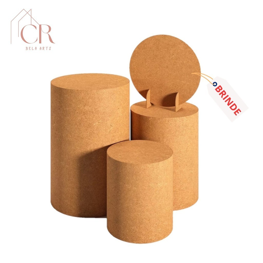 trio cilindro mdf cru p m g enfeites decorações festas Imperdível ...