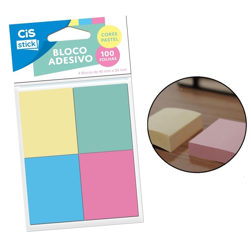 Bloco De Notas Adesivo Colorido Pastel 100 Folhas 38x50 | Shopee Brasil