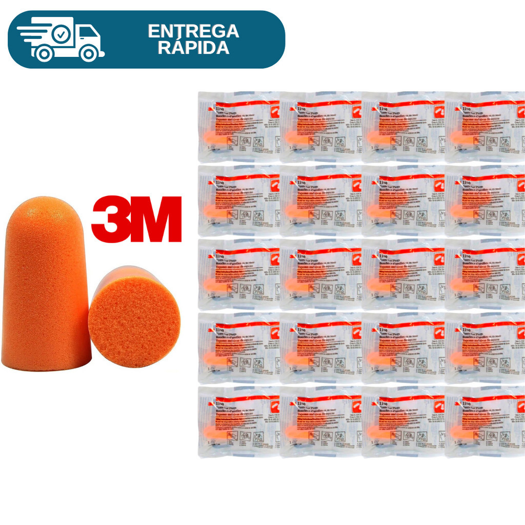 Kit 20 Protetor Auricular Plug De Espuma 3M 1100 Sem Cordão Abafador Tampão Ouvido Para Dormir ...