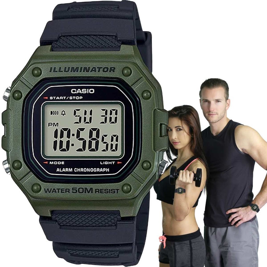 Relógio Casio Masculino Digital Esportivo Prova Dágua 50 Metros Resina Preta W-218H-3AVDF ...