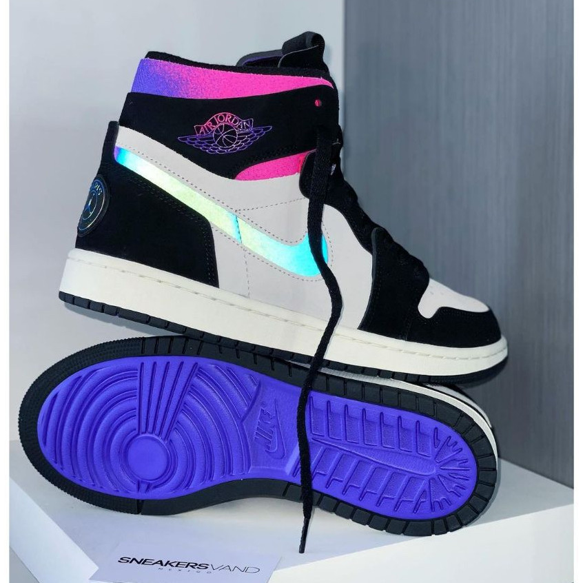 Tenis NK Air jordan 1 Mid PSG Refletivo Rosa/Roxo x Dior Cinza Edição ...