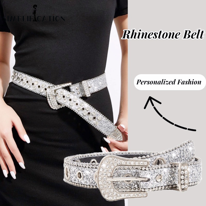 1 Pc Fashion Punk HipHop Rhinestone Cintos De Moda Cinto De Couro De ...