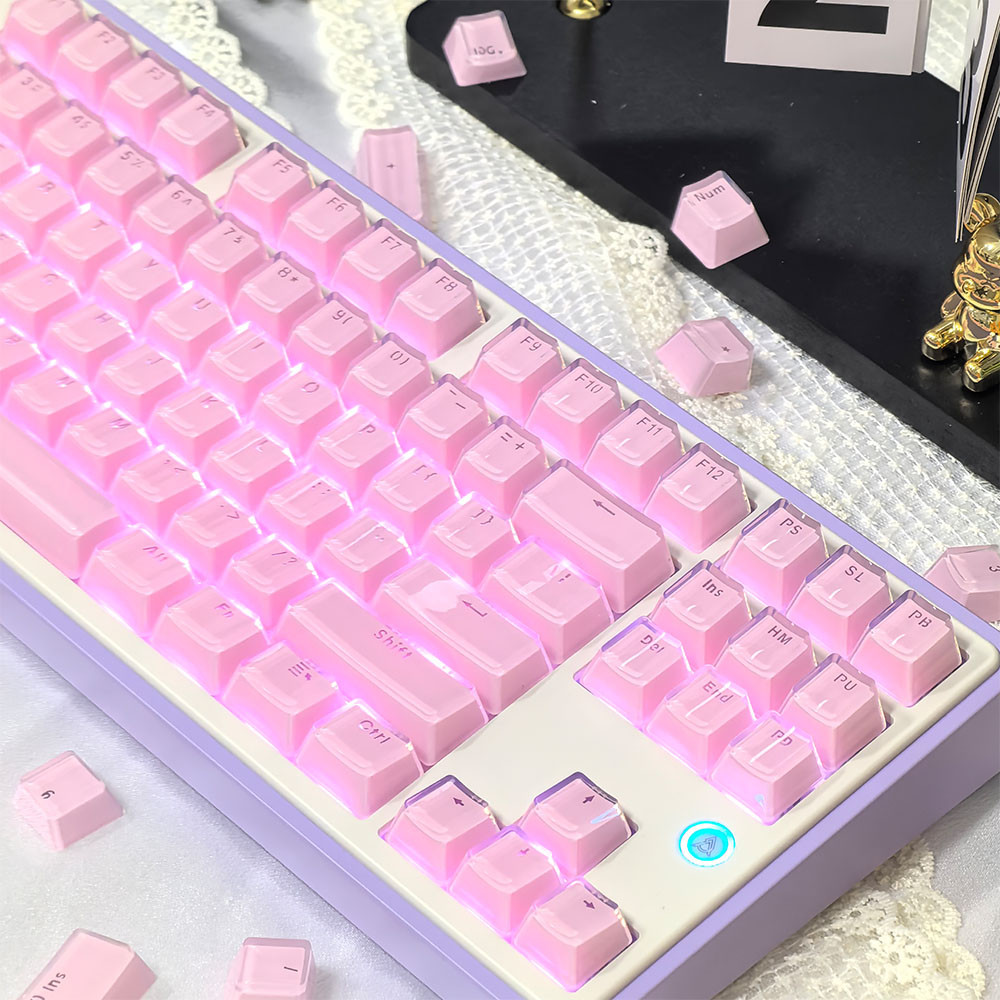 Rosa Jello Keycap Perfil OEM 104 Teclas PC Double Shot Light ...