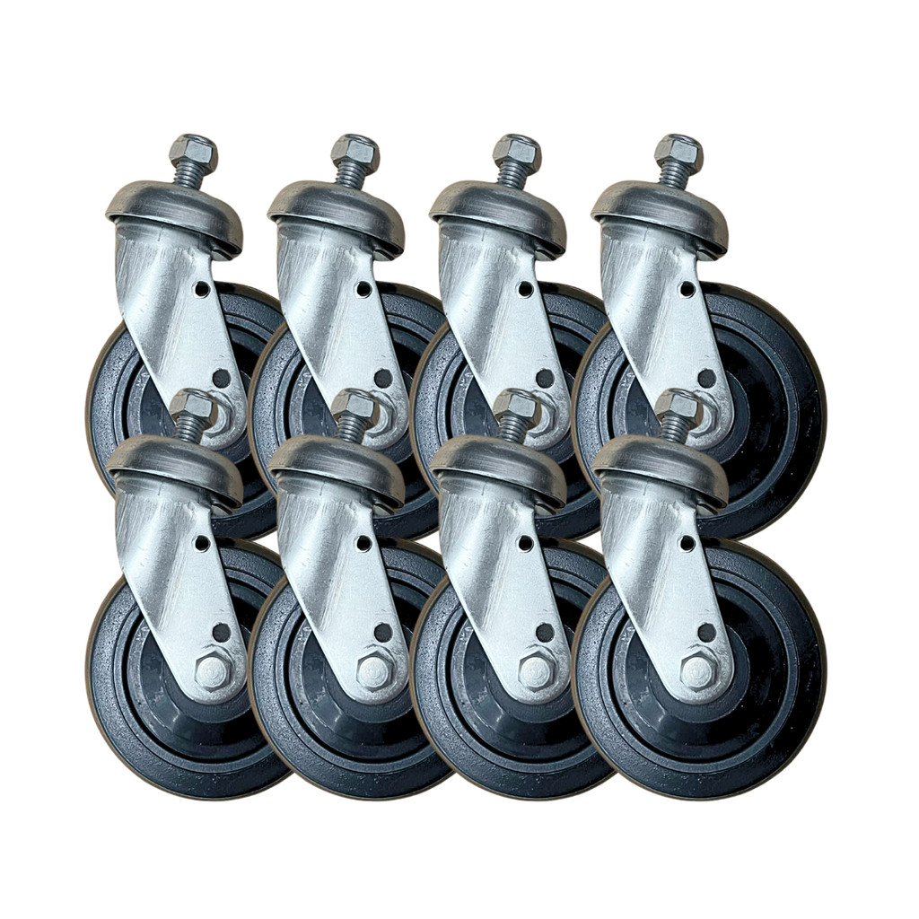 Kit 8 Rodizio 412 Roda 4 Polegadas Garfo Espiga Giratório Carrinho Supermercado PVC Rolamento ...