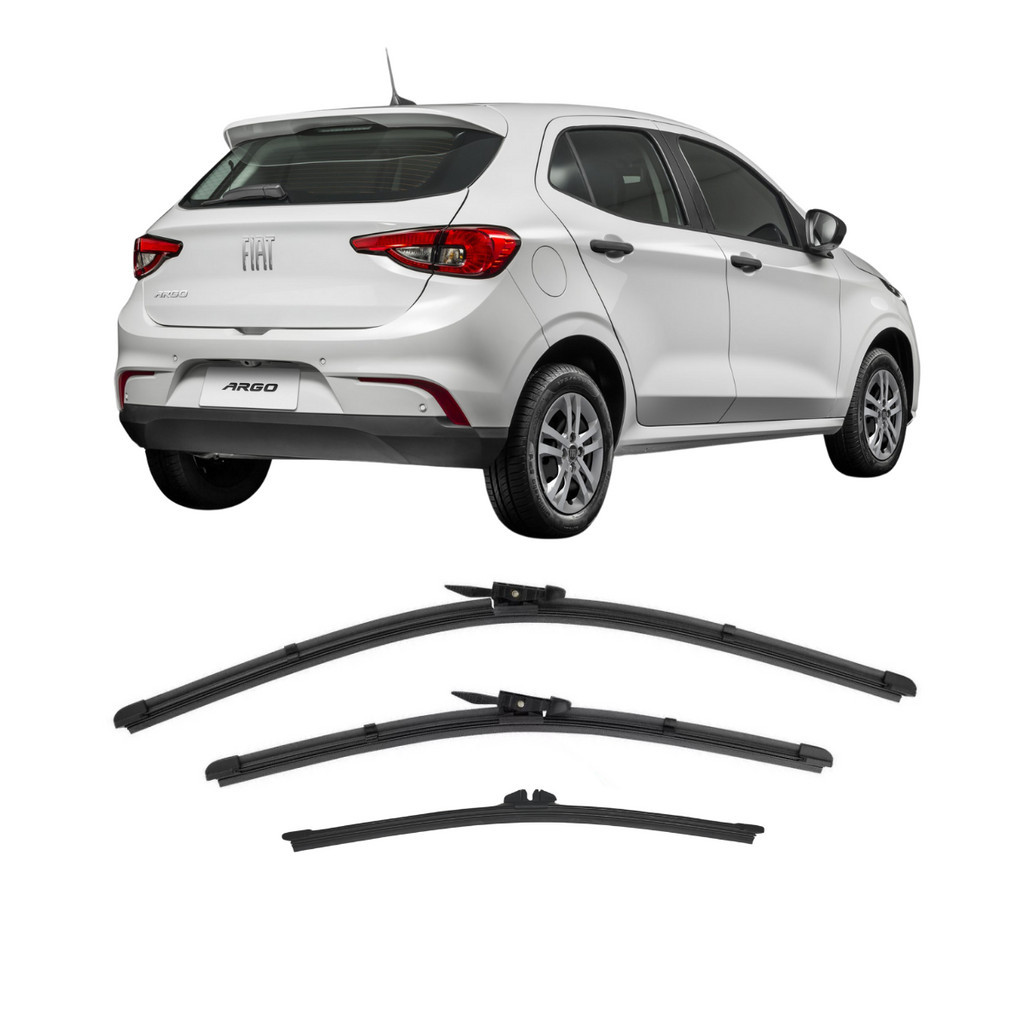 Kit 3 Palhetas Fiat Argo 2018 2019 2020 2021 2022 2023 2024 Limpador de parabrisa dianteiro ...