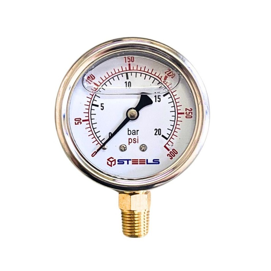 Manômetro Vertical Com Glicerina 300 Psi Rosca 1/4 Npt 63 mm Inox | Shopee Brasil