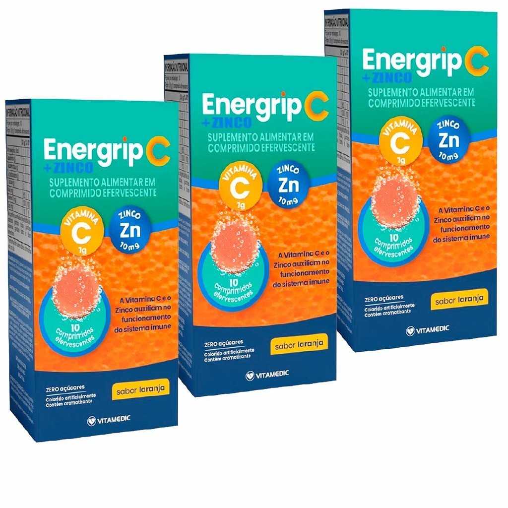 VITAMINA C + ZINCO - ENERGRIP C 1G + 10MG 10 COMPRIMIDOS EFERVESCENTES ...