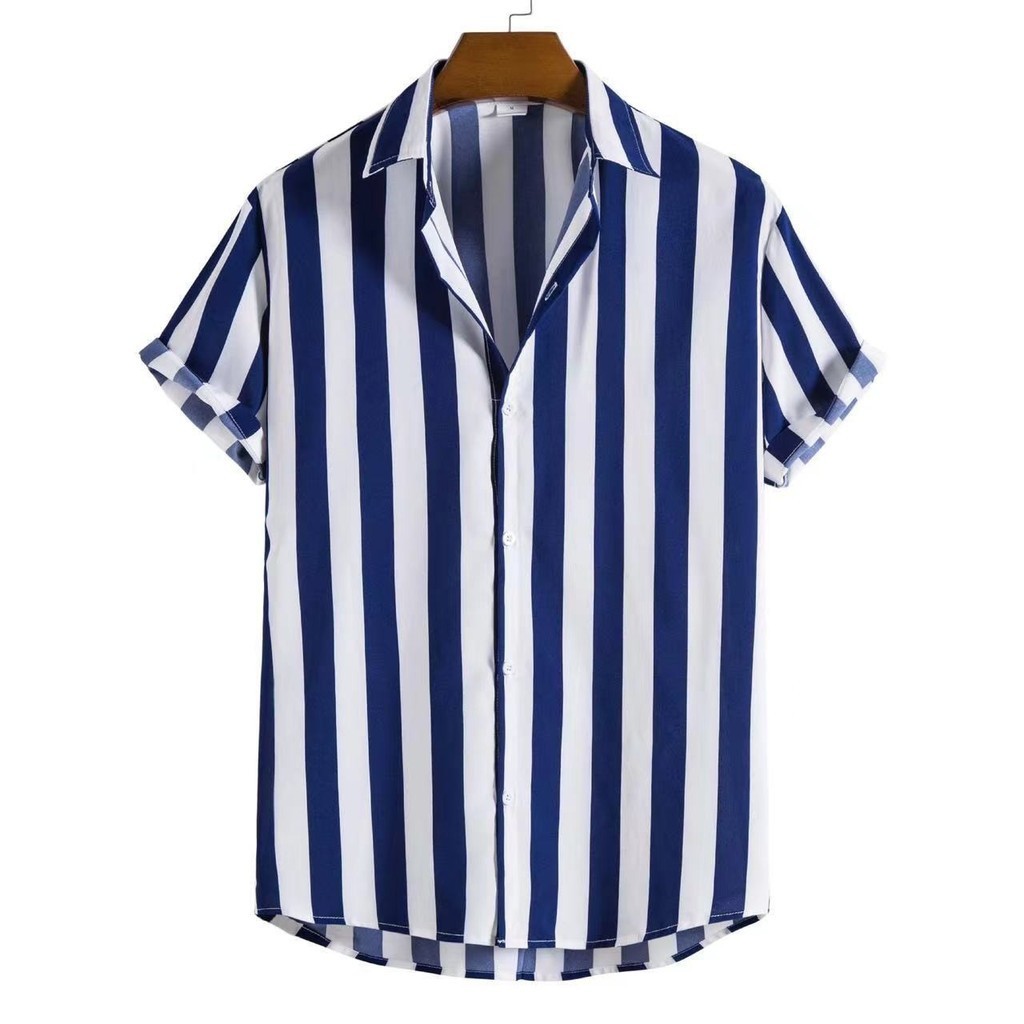 Camisa Listrada AliExpress Beach Homens de Manga Média Masculina ...