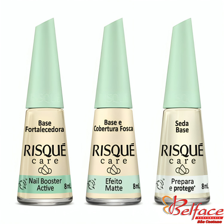 Kit Base e Cobertura Fosca + Base Fortalecedora e Seda Base Risqué Care ...