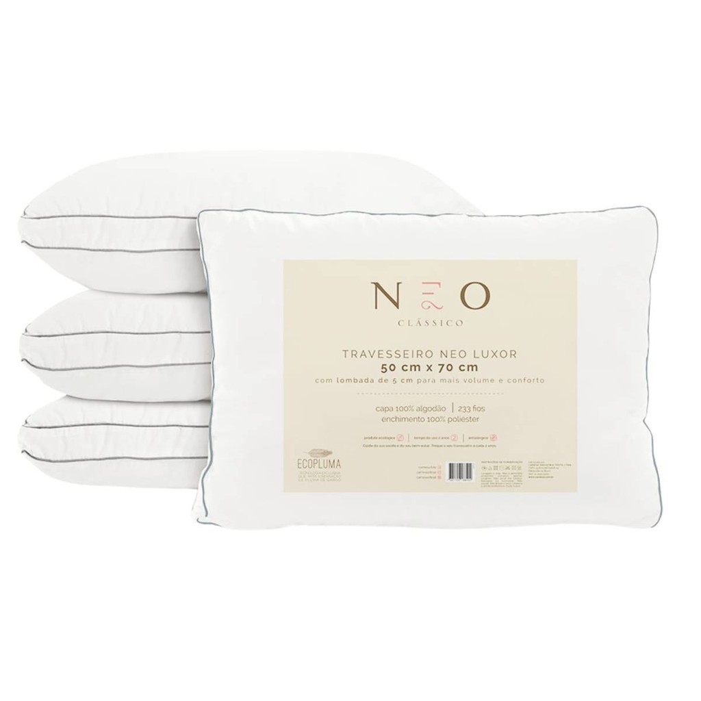 Travesseiro Toque de Pluma Neo Luxor Hotel Ecopluma Camesa Percal ...