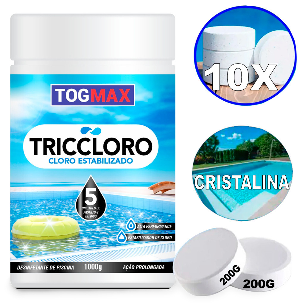 Pastilha Cloro Ultraclor 200g Kit 10 Pastilhas para Limpeza de Piscina ...