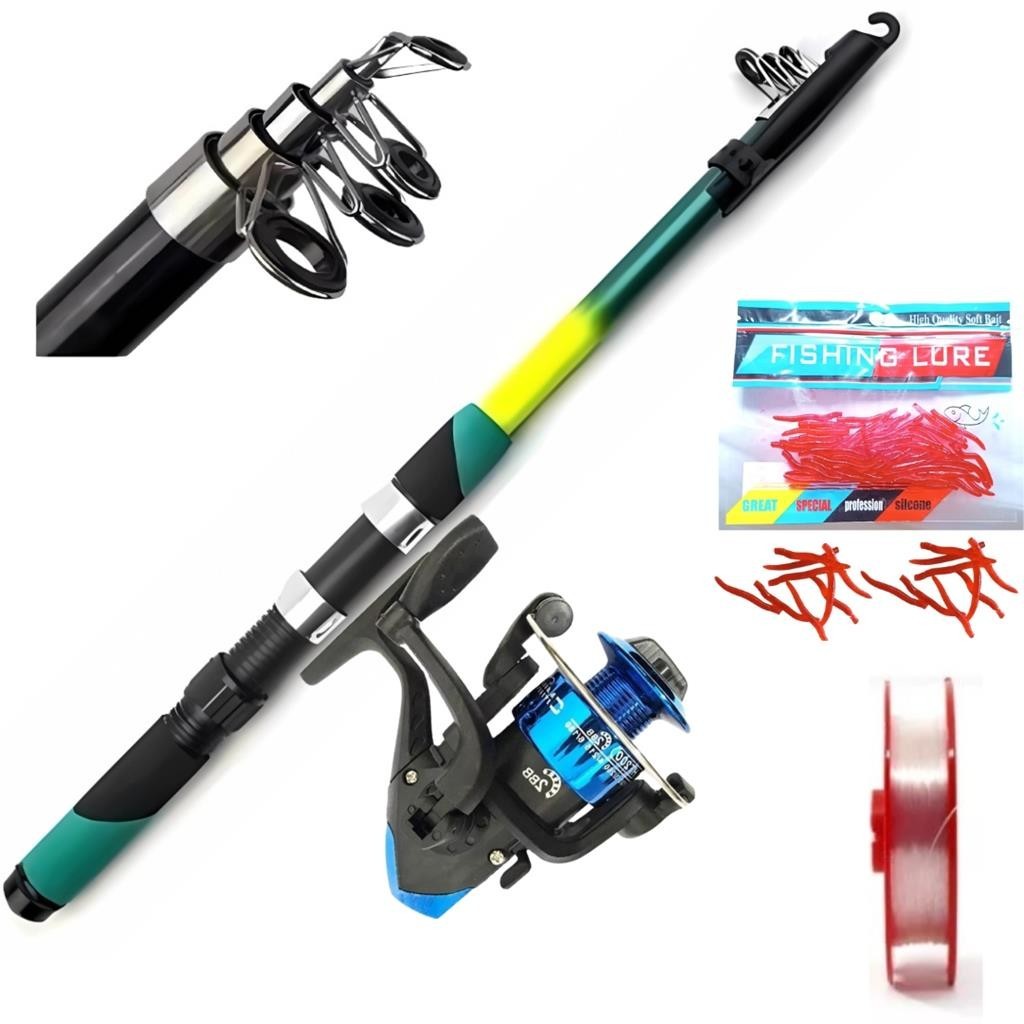 Kit Vara De Pesca Telescopica Molinete Isca Artificial Linha Profissional Completo Praticidade ...
