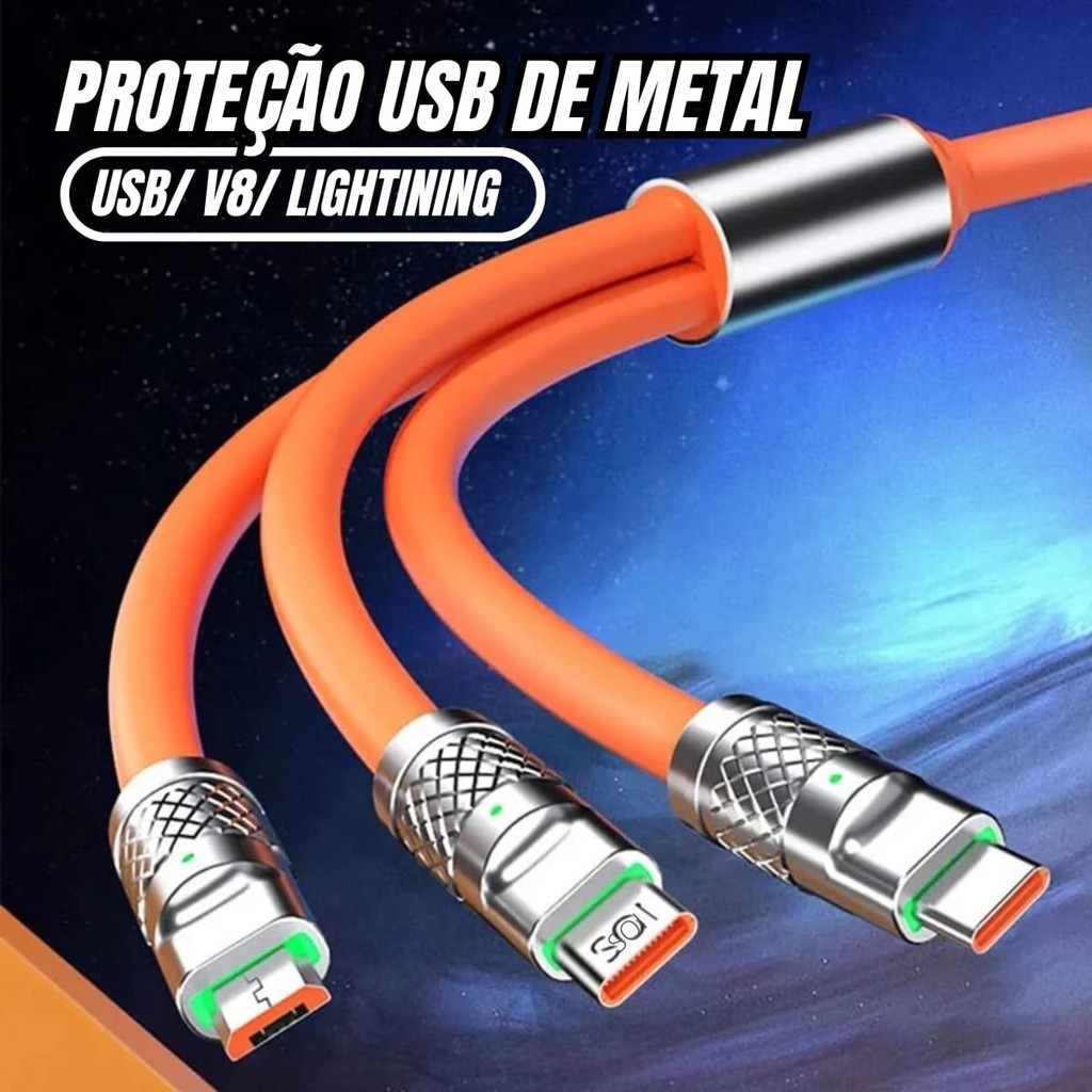 cabo turbo universal super rápido usb tipo-c lightning micro usb v8 ...