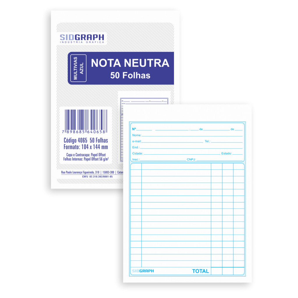 Bloco Nota Neutra Mult. Azul 50fls 104X144mm 4unid Sidgraph | Shopee Brasil