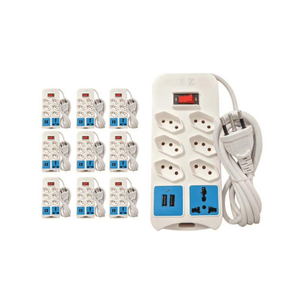 Kit 10 Extensão Filtro Linha 7 Tomadas Régua Bivolt Cabo 2m | Shopee Brasil