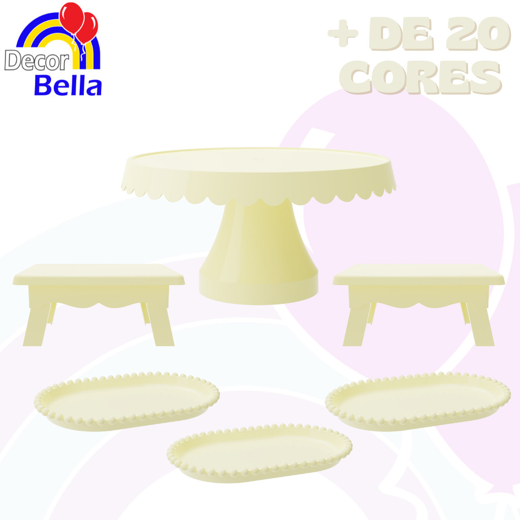 Kit Completo de Festa com 1 Boleira Popi Plus, 2 Mesinhas e 3 Bandejas ...