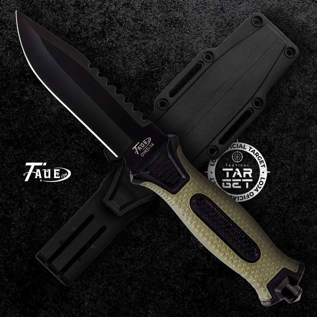 FACA TÁTICA MILITAR AÇO COM BAINHA EM POLÍMERO IDEAL PARA CAÇA PESCA ...