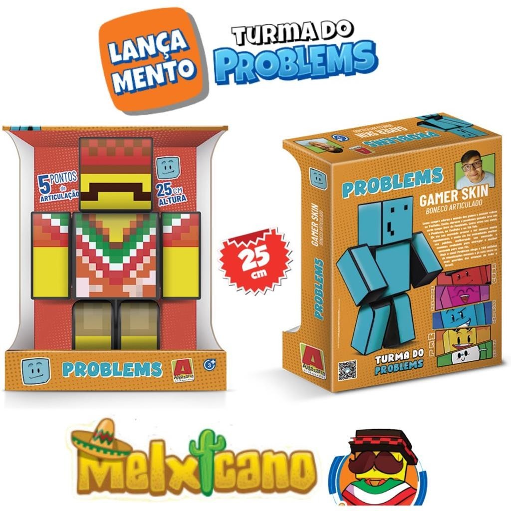 Boneco Melxicano Turma do Problems-Pq 25cm-Minecraft | Shopee Brasil
