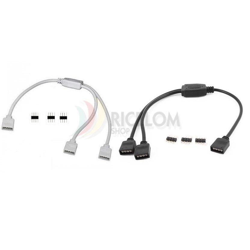 Cabo Splitter Luz RGB 4 Pinos 30cm - 1T2 + Conector P4 Branco Preto Sem ...