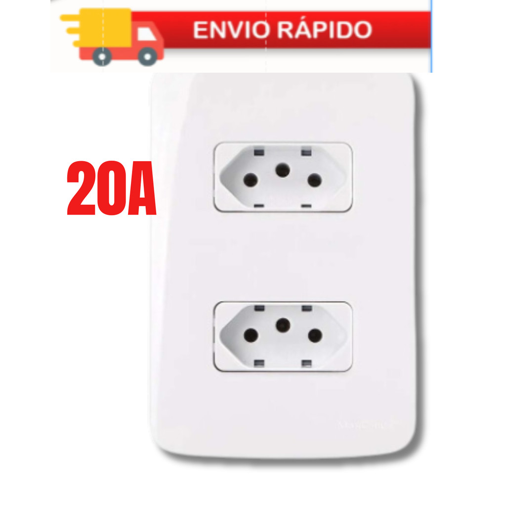 Tomada Dupla 20a 2p+t 4x2 250V Branca Margirius B3 | Shopee Brasil