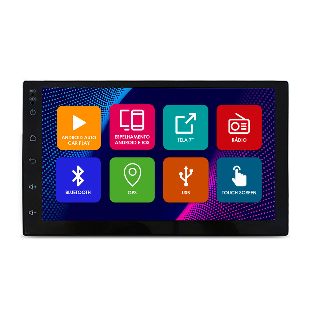 Central Multimidia 2 Din 7 Pol E-Tech Premium+ Android 2Gb Ram 32Gb Flash Android Auto Carplay ...