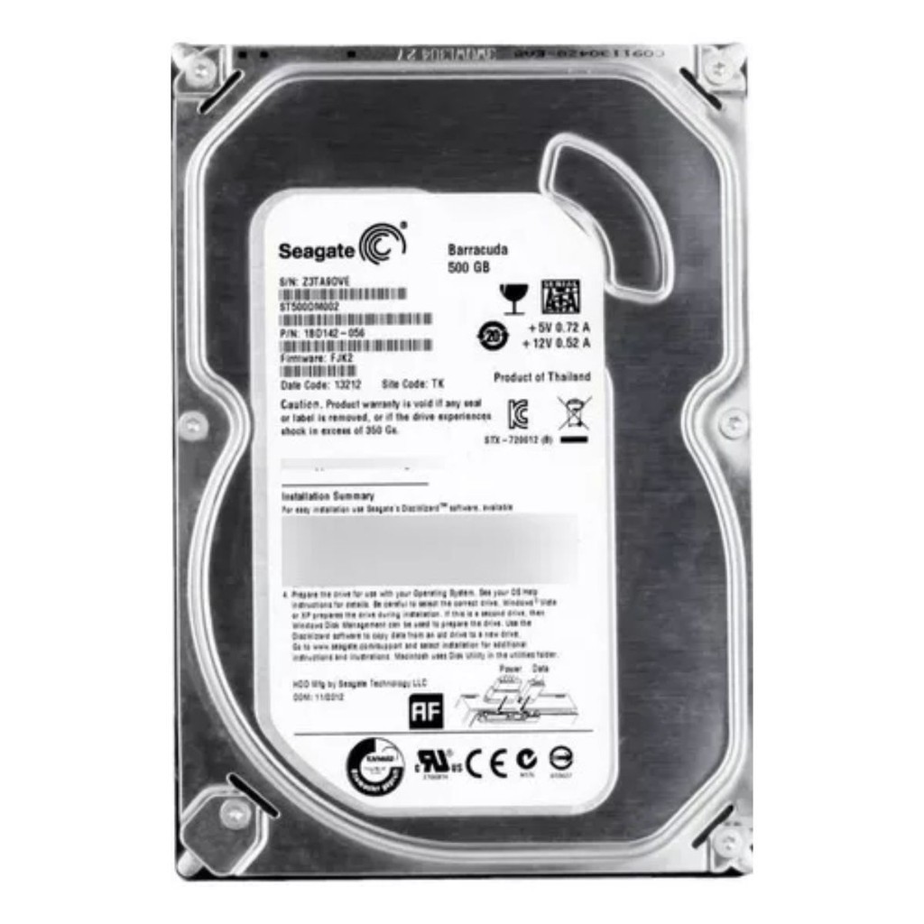 Hd Sata Seagate Barracuda 7.2k 3.5 ST500DM002 Cor Prateado Novo e ...