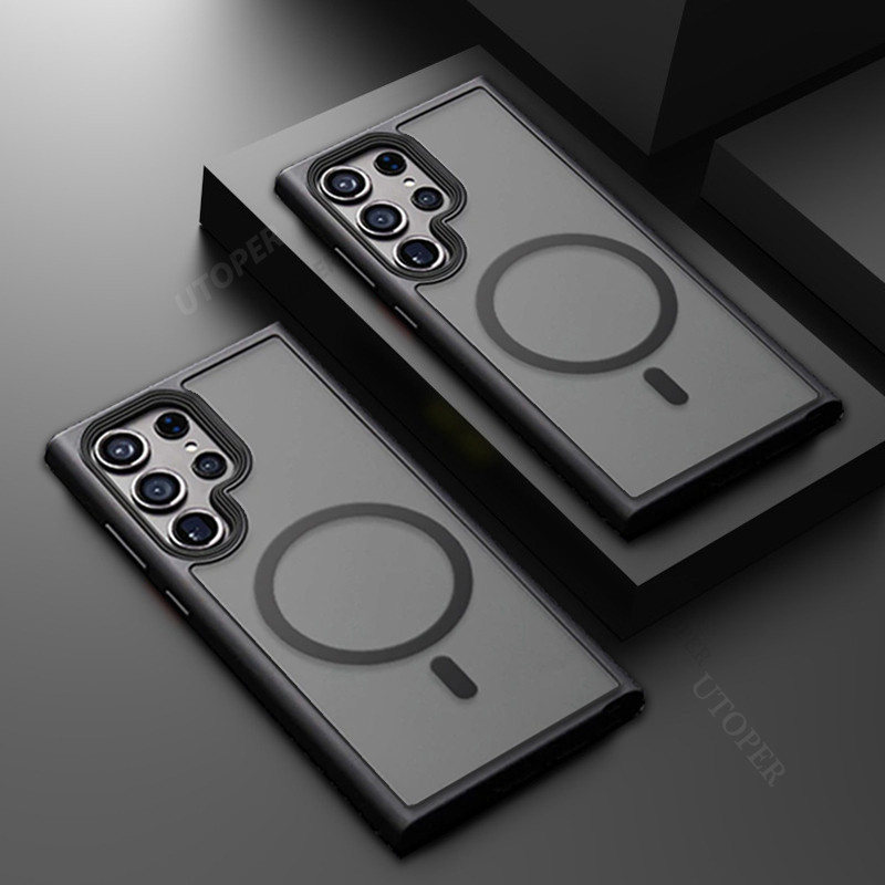 Capa Magnética Translúcida À Prova De Choque Para Samsung Galaxy S24 S23 S22 S20 S21 Ultra Plus ...